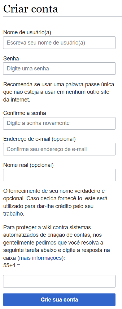 Gerenciar conta — Tutorial Wiki